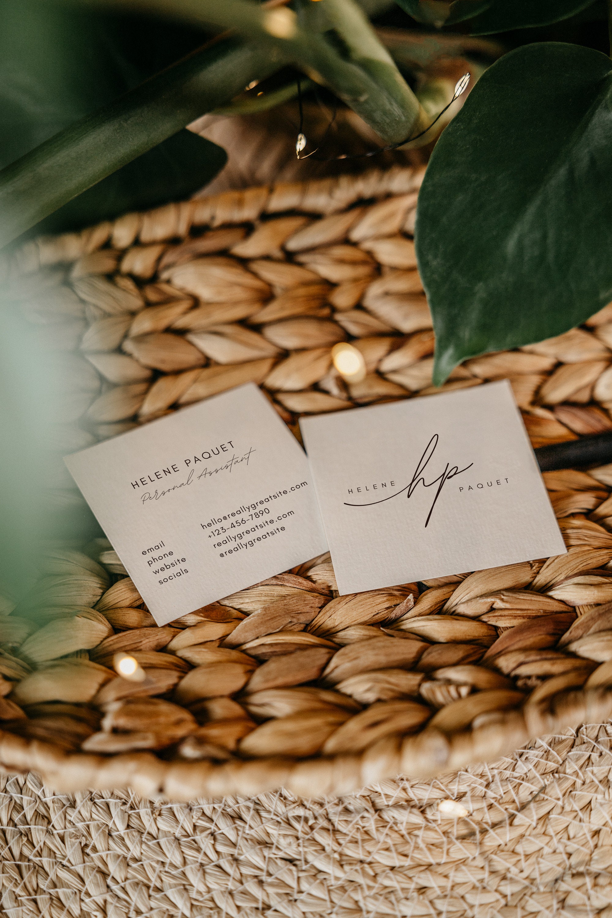 Side by Side Square Business Card Mockup PSD JPEG Double - Etsy