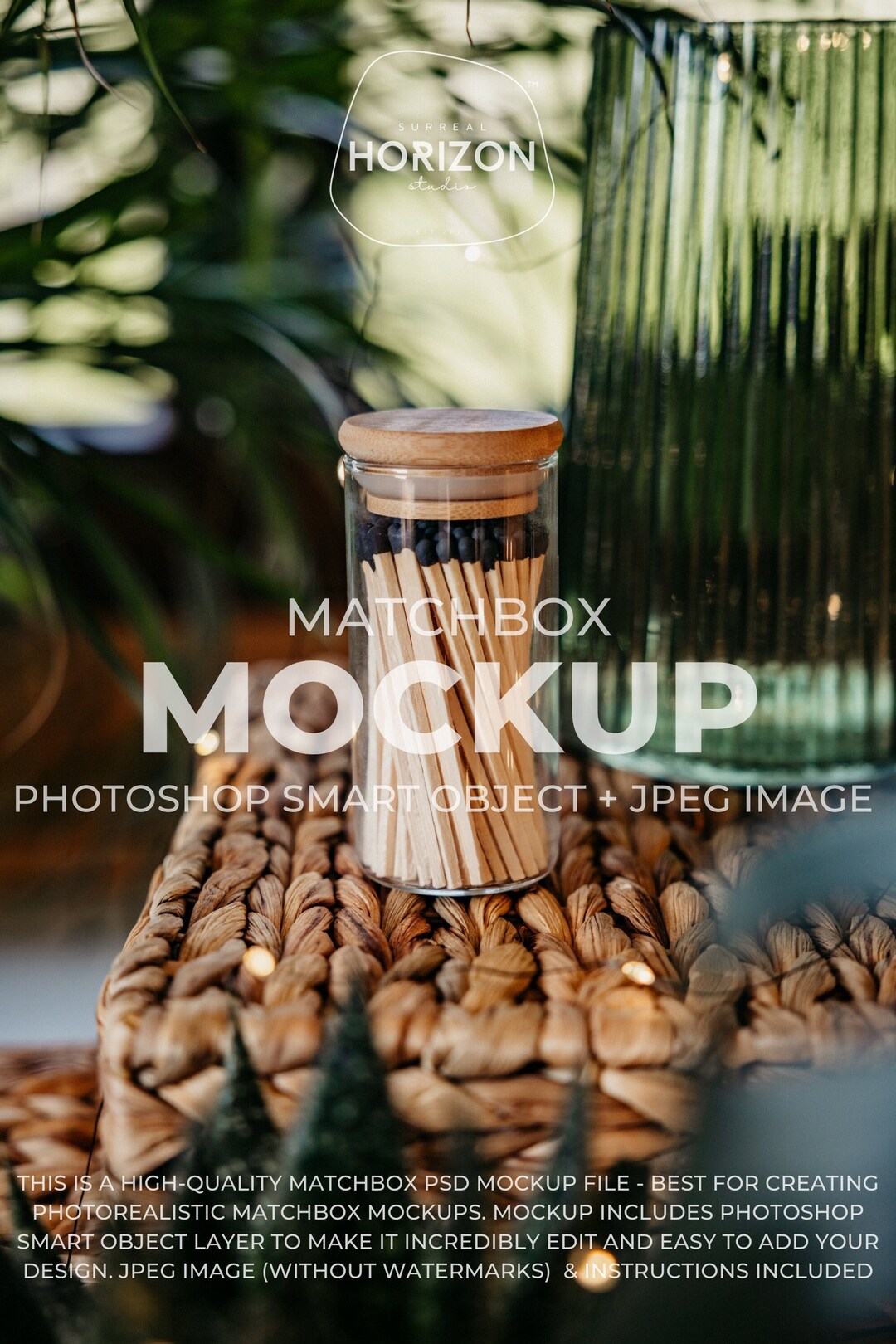 Rustic & Botanic Styling MATCHBOX Mockup, Bohemian Label for Matchbox ...