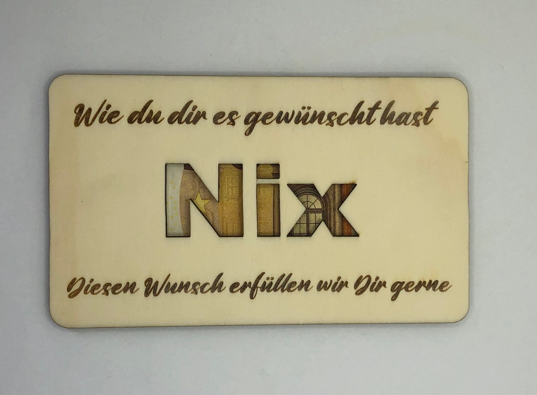 Geschenkkarte Holz / Geldgeschenk / Gravur / Wie du dir es gewünscht ...