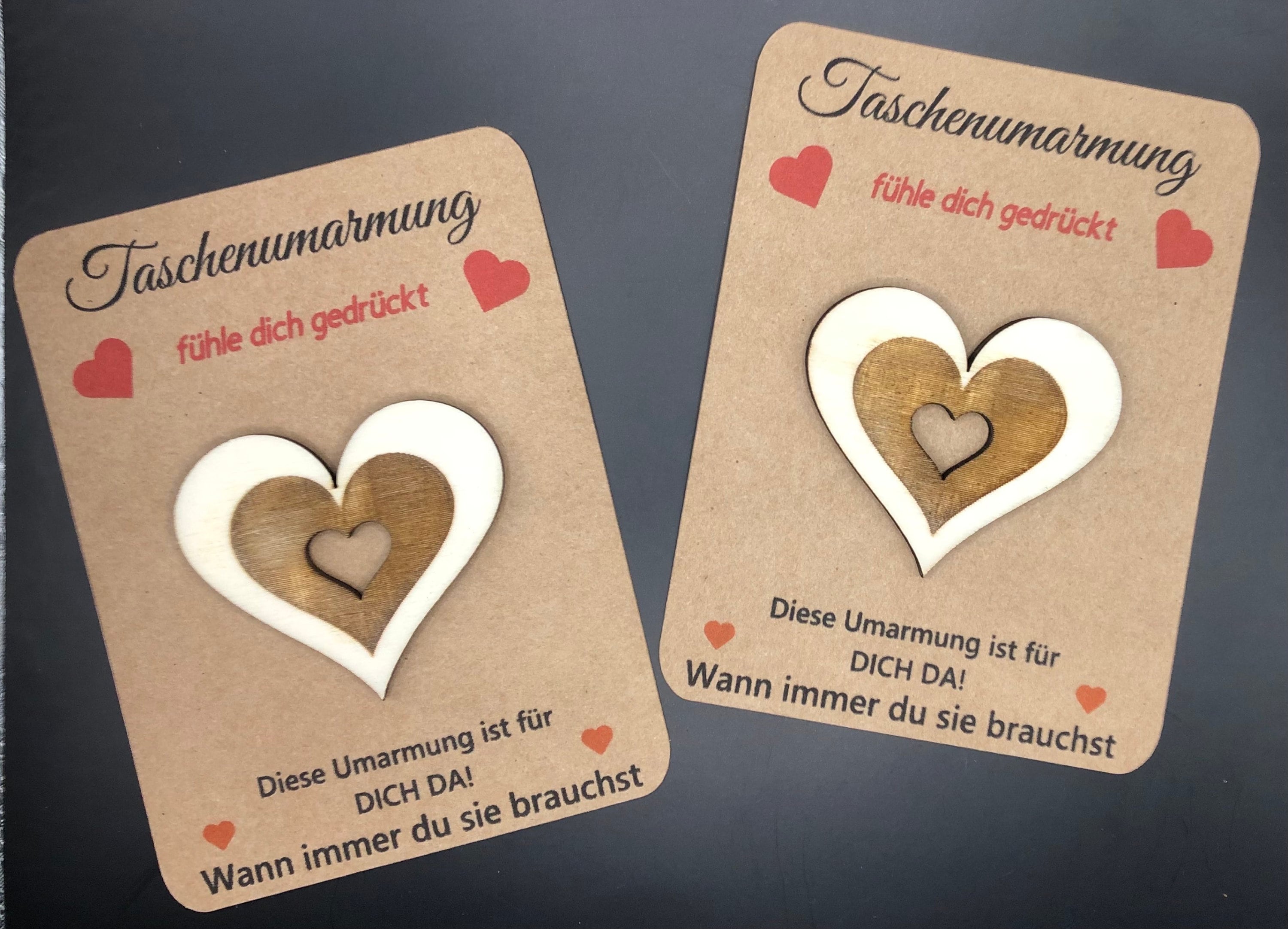 Heart Pocket Hug 5 Cm Card / Lucky Charm / Consolation / Encouragement ...