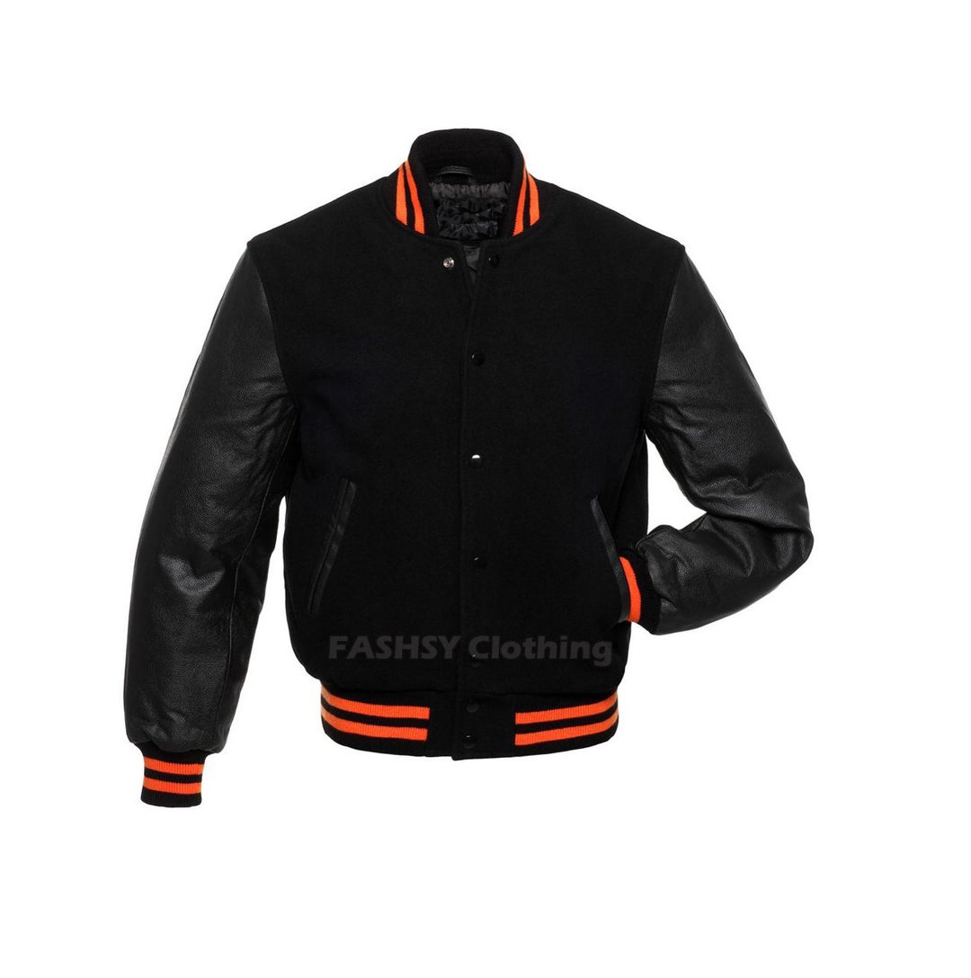 Personnalisé Votre logo / design Versity Jacket Black Wool - Etsy France