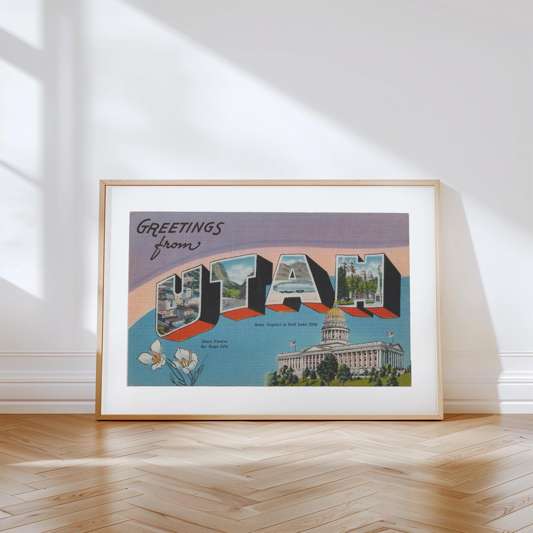 Utah Print, Greetings From Utah, Retro Utah Decor, Vintage Utah, Retro ...