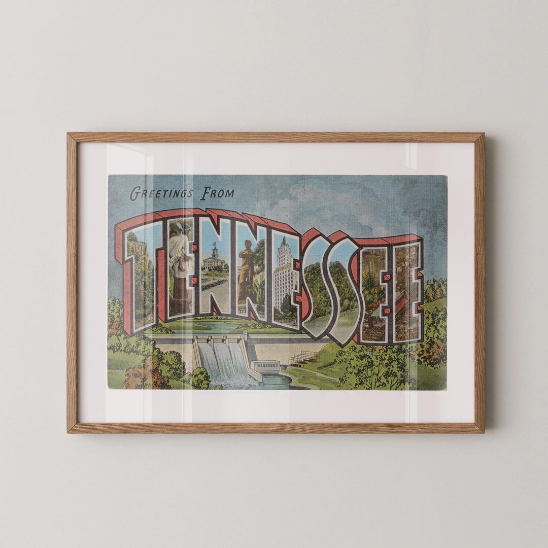 Tennessee Art Print, Greetings From Tennessee, Retro Tennessee Decor ...