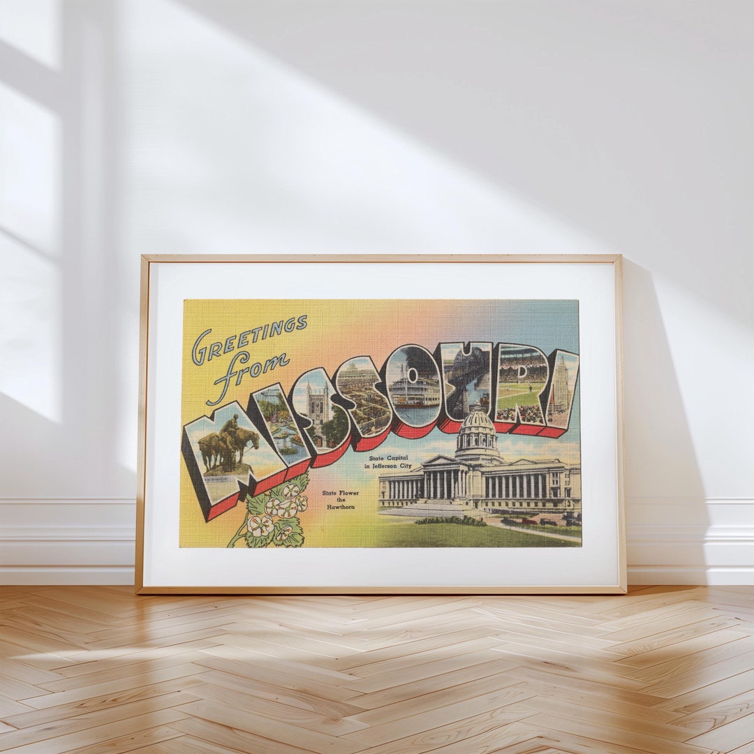 Missouri Print, Greetings From Missouri, Retro Missouri Decor, Vintage ...