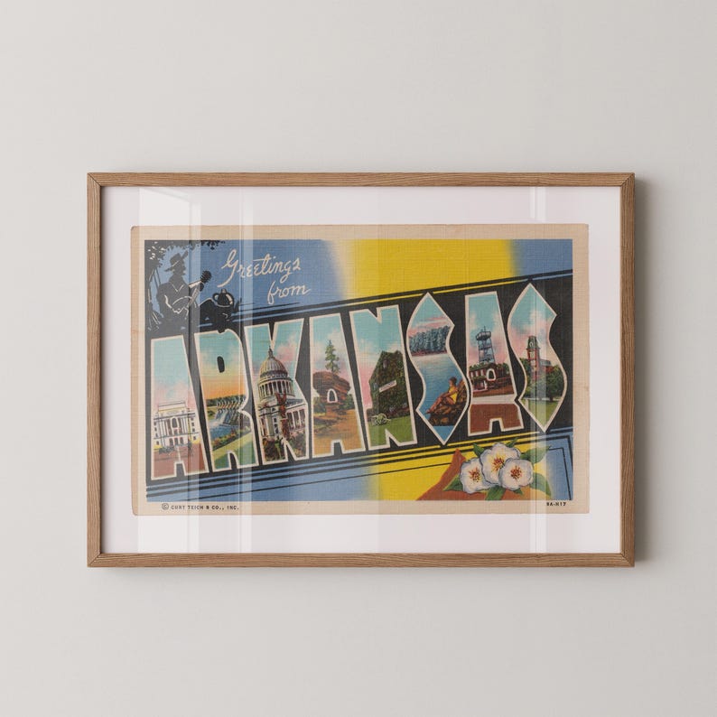 Greetings From Arkansas Large Letter Poster Vintage Postcard : Paper ...
