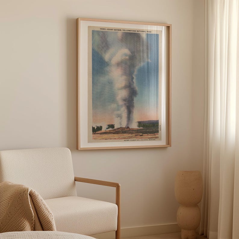 Old Faithful Geyser Yellowstone National Park Art Print, Western Room ...