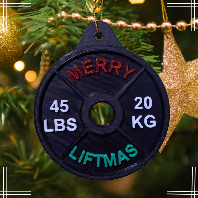 Merry Liftmas Christmas Decoration Gym Weight Plate Ornament 20kg ...