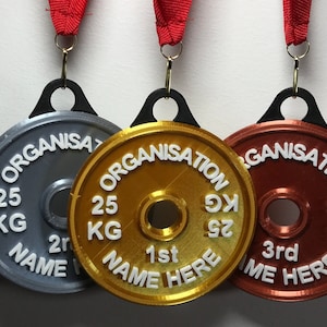 Custom Powerlifting Medals Set of 3 – Gym Competition Awards ...