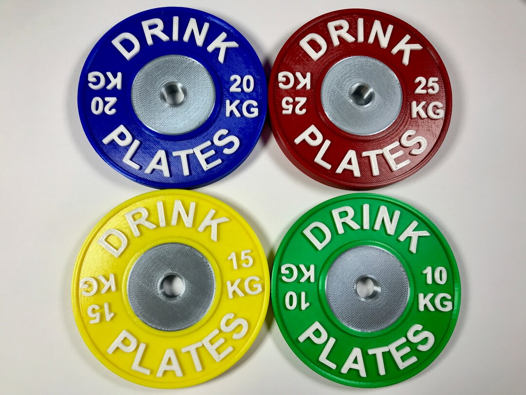 Drink Plates - Coloured Bumper Set - Weight Plate Coasters - Standard ...