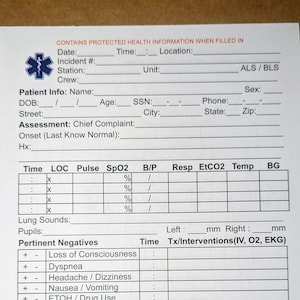 EMT / EMS PCR Notepad 5" X 7" (includes 3, 50 Sheet Pads. 150 Sheets ...