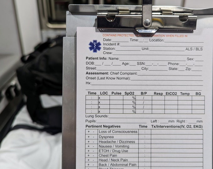 EMT / EMS PCR Notepad 5" X 7" (includes 3, 50 Sheet Pads. 150 Sheets ...