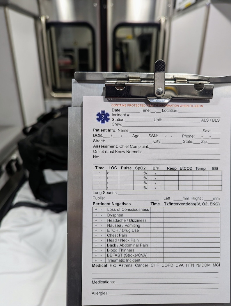 EMT / EMS PCR Notepad 5" X 7" (includes 3, 50 Sheet Pads. 150 Sheets ...