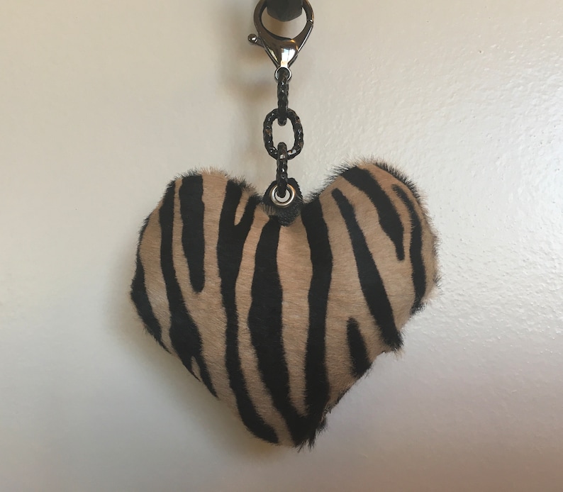 Genuine Mink Fur Leopard Pattern OR Rose Pink Heart Shape Keychain ...