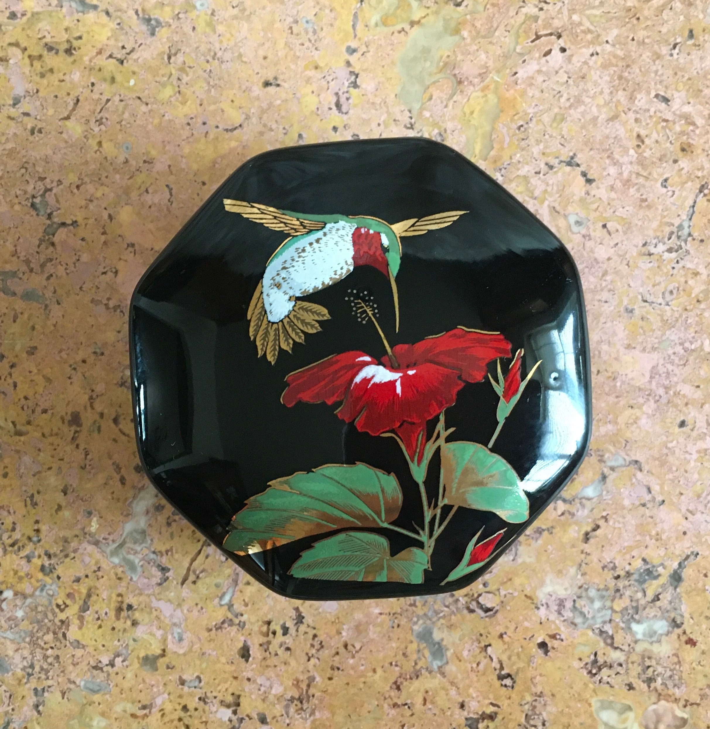Beautiful Hummingbirds & Red Flower Made in Japan Tinkle / Jewelry Box ...