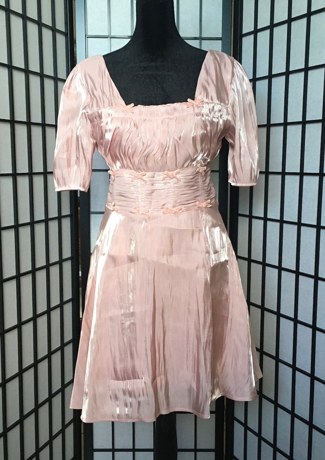 Satin Effect Light Pink Princess Dress With Mini Velvet Bows. Fits ...