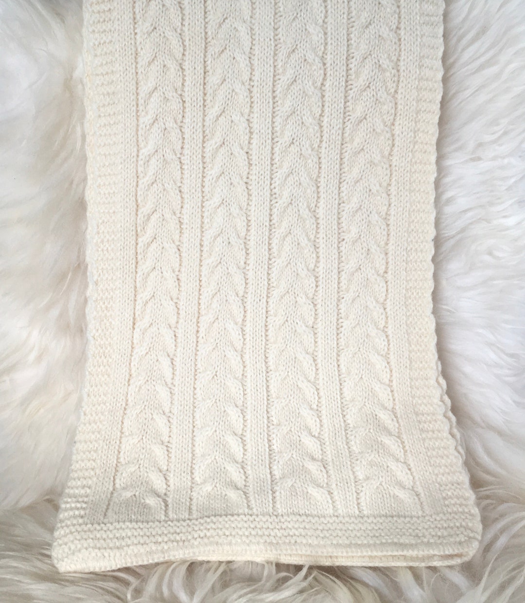 Anne Klein Classic Design Cream Color Wool and Acrylic Knitted Scarf ...