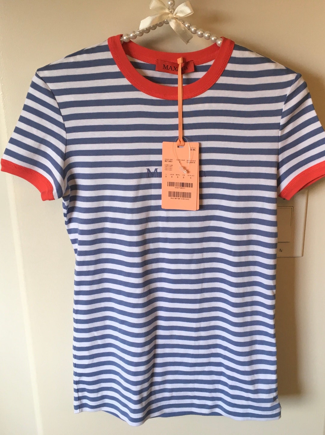 Max Mara / Max & Co Classic Blue Strip 100% Cotton Tee. Size S - Etsy