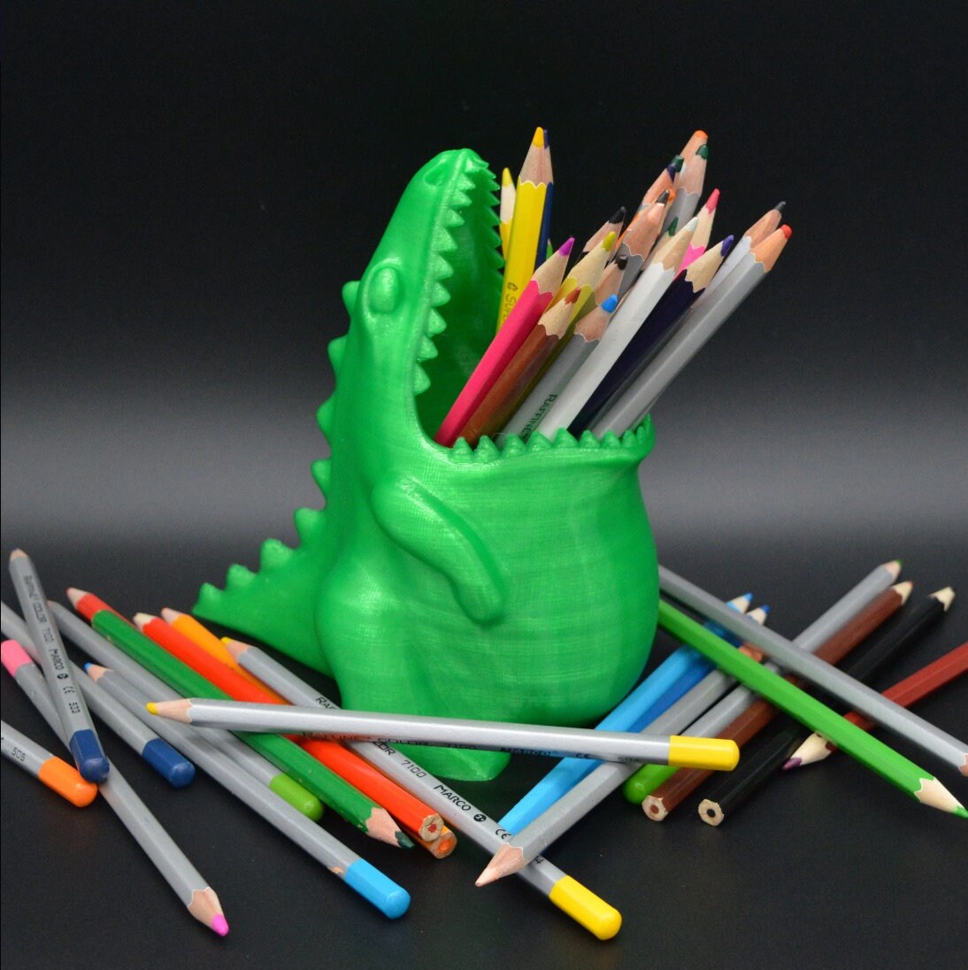 Dino Desk Pencil Holder Gluttonous Pencil Markers Holder Cute Green ...