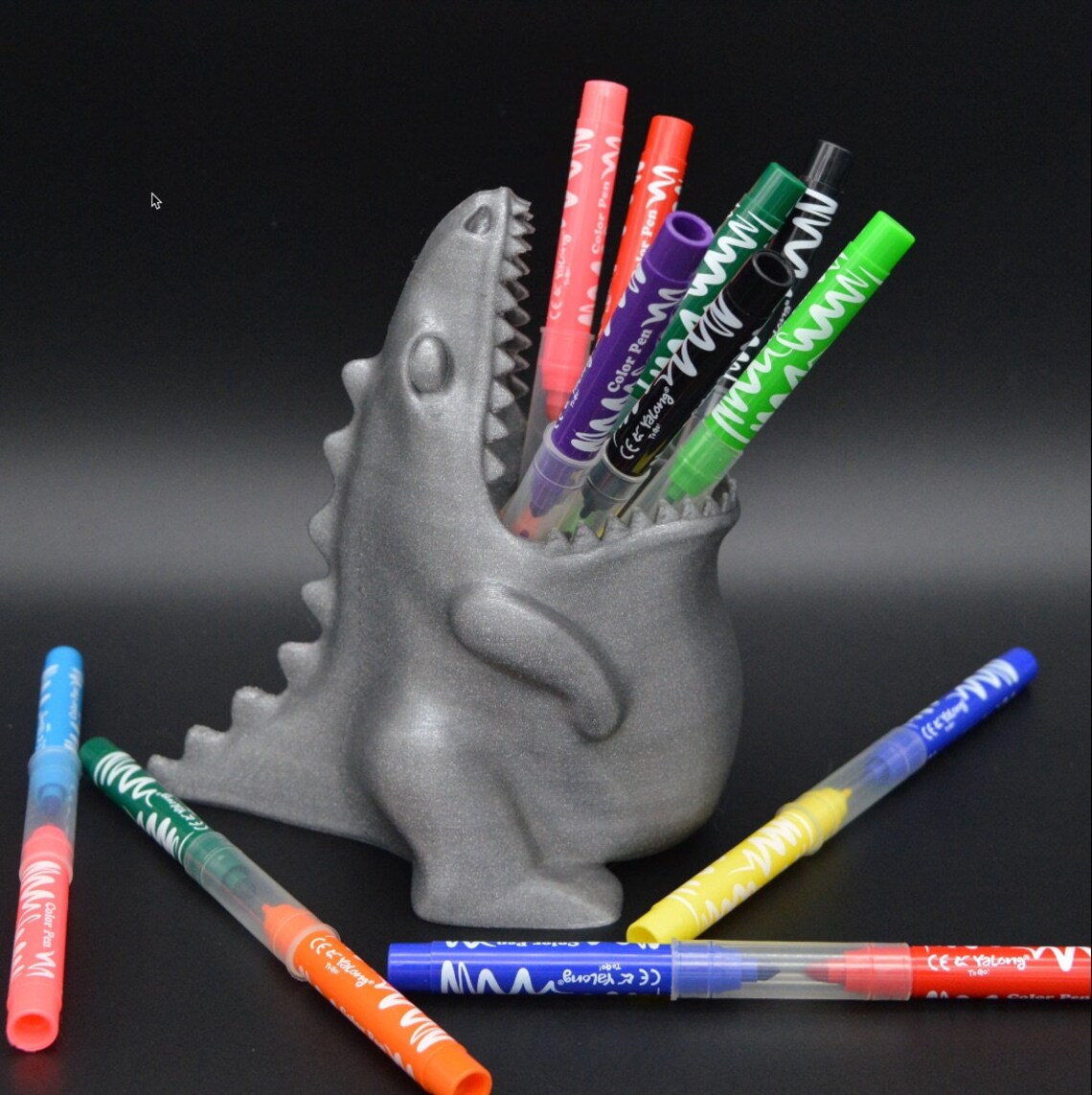 Dino Desk Pencil Holder Gluttonous Pencil Markers Holder Cute Green ...