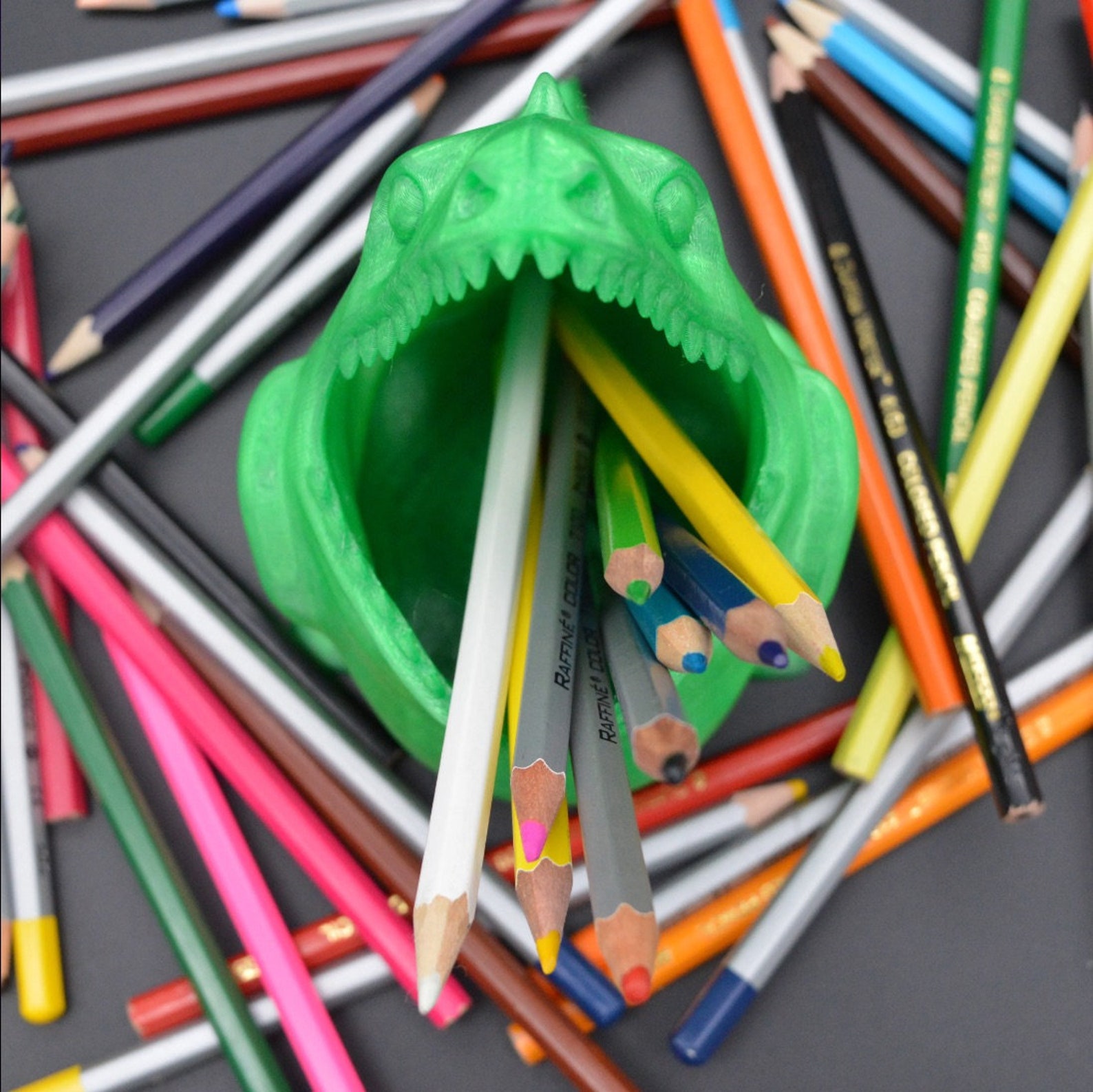 Dino Desk Pencil Holder Gluttonous Pencil Markers Holder Cute Green ...