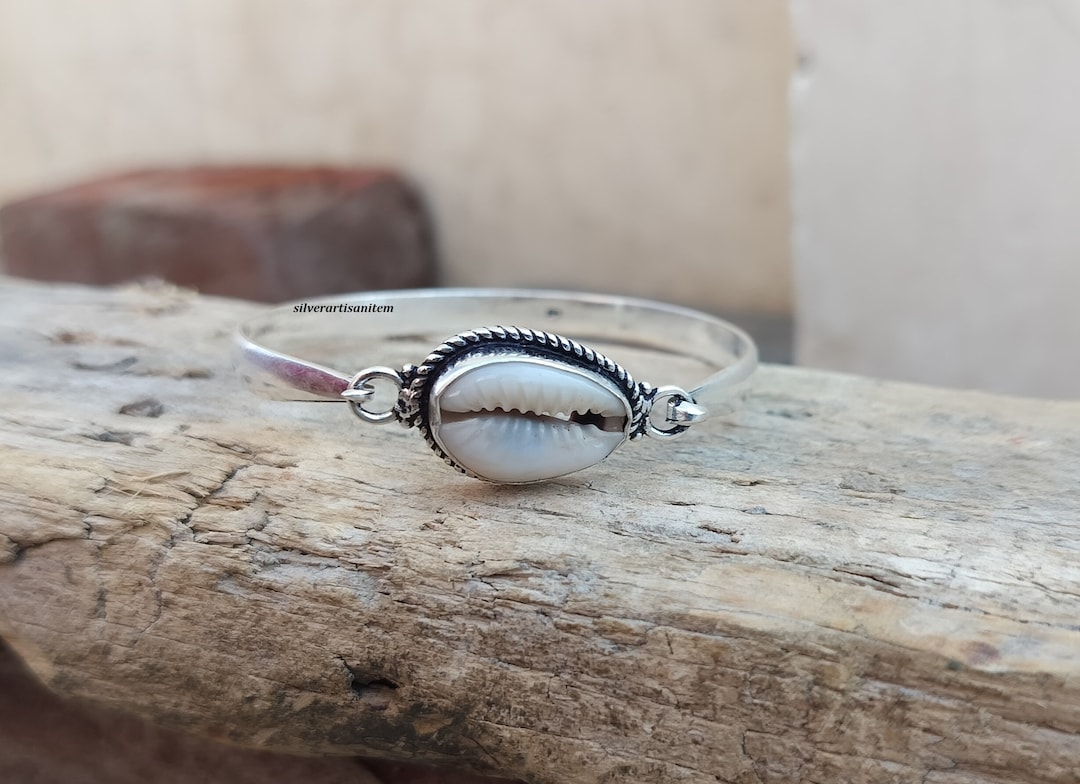 925 Sterling Silver Bangle,money Cowrie Bangle,shell Bangle,cowrie ...