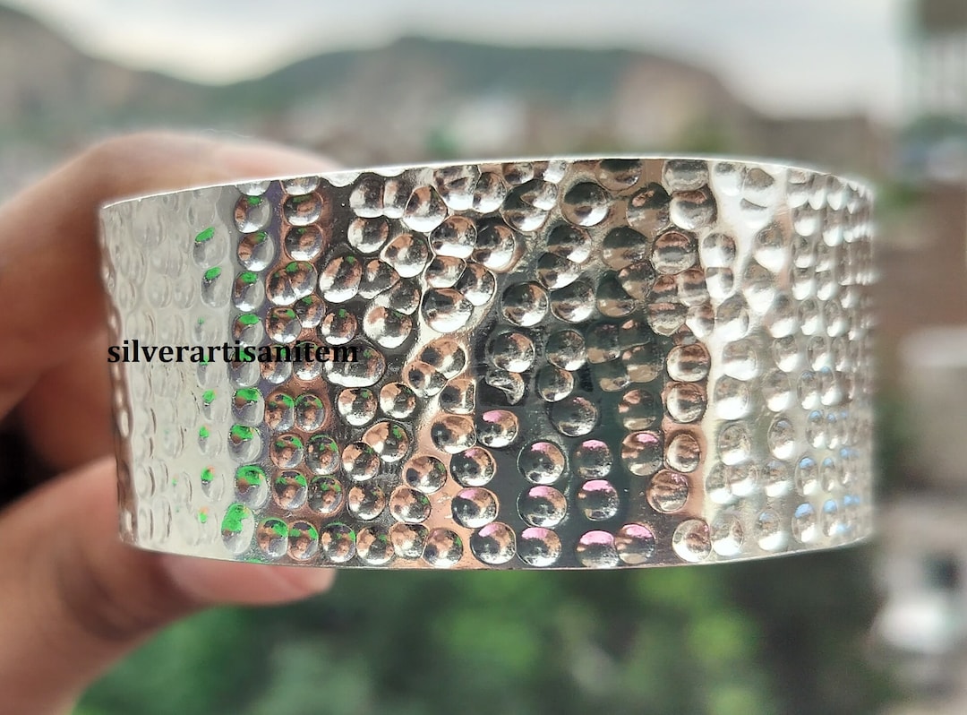 Beautiful Sterling Silver Wide Silver Hammered Bangle,925 Sterling ...
