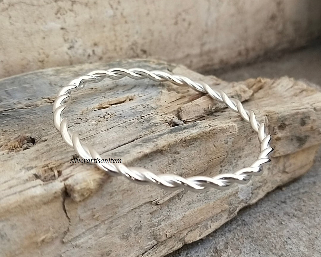 Beautiful Designer Silver Rope Bangle,925 Sterling Silver,stacking Rope ...