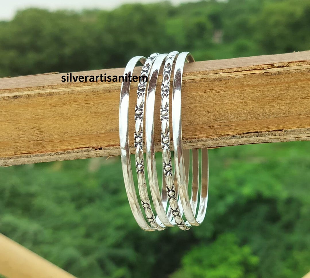 925 Sterling Silver, Silver Bangle Set, Beautiful Bangle,stacking ...