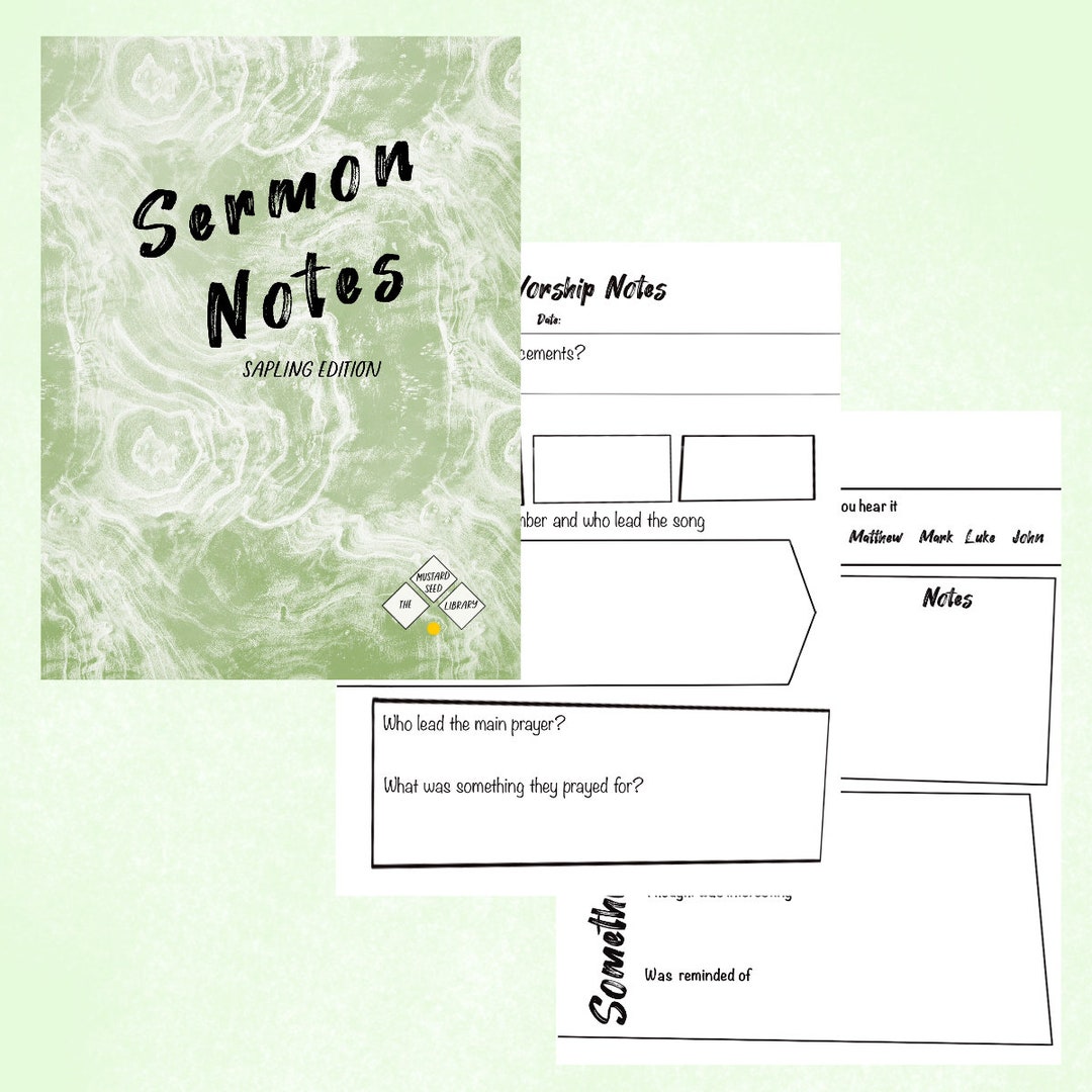 Instant Download Digital Church Sermon Notebook for Kids TMSL Sapling ...