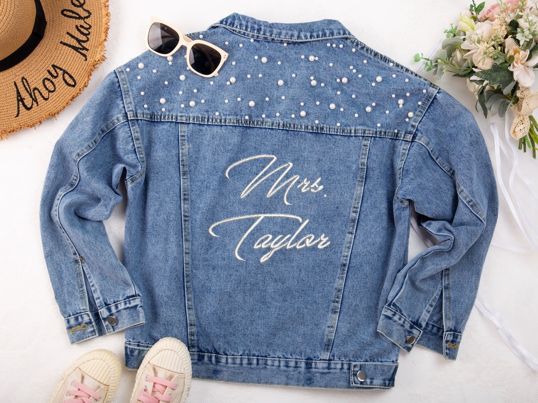 Custom Embroidered Jean Jacket Jacket for Bride Personalized - Etsy