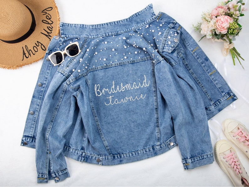 Custom Embroidered Jean Jacket Jacket for Bride Personalized - Etsy