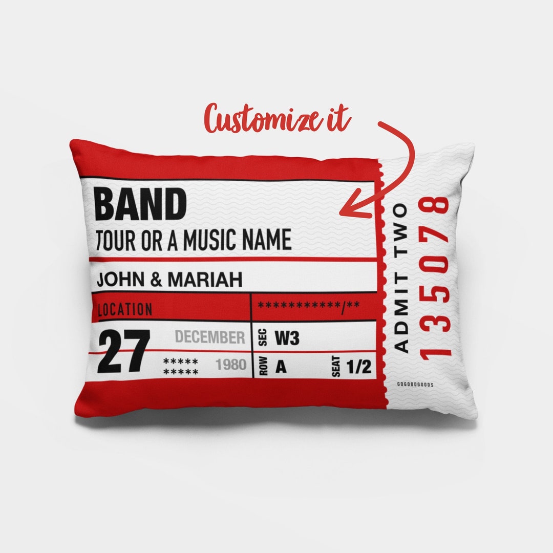 Personalized Memorial Ticket Stub Pillow, Tribute to Loved Ones ...