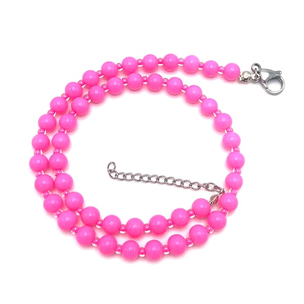 Bright Pink Necklace - Etsy