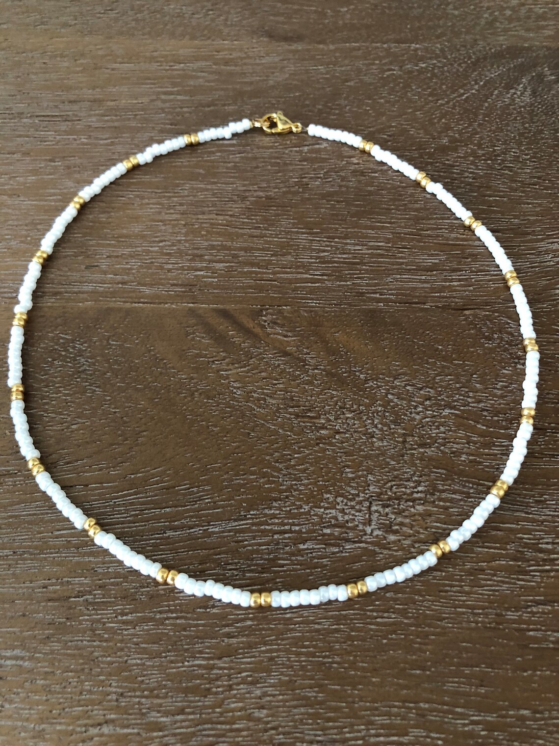 Infinitely Elegant: Minimalist White Bead Necklace Detailed - Etsy