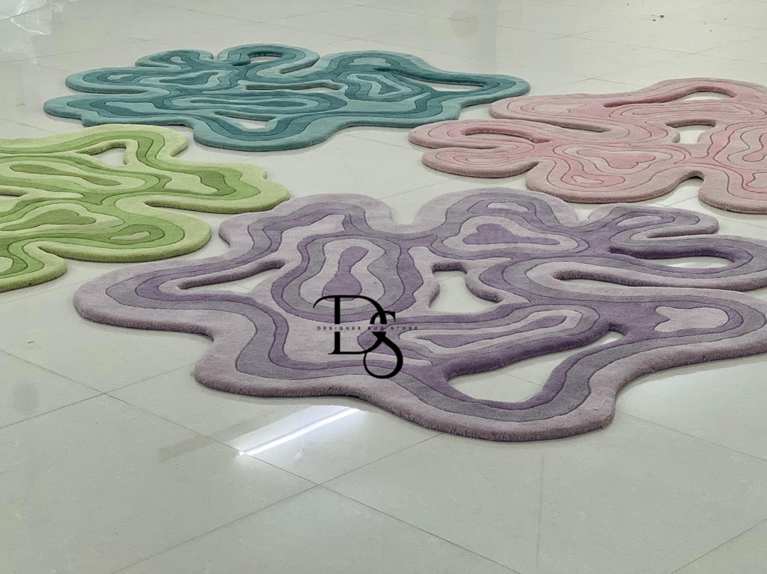 Amoeba Rug- Unique Handcrafted Design Featuring Organic Shapes, Perfect ...
