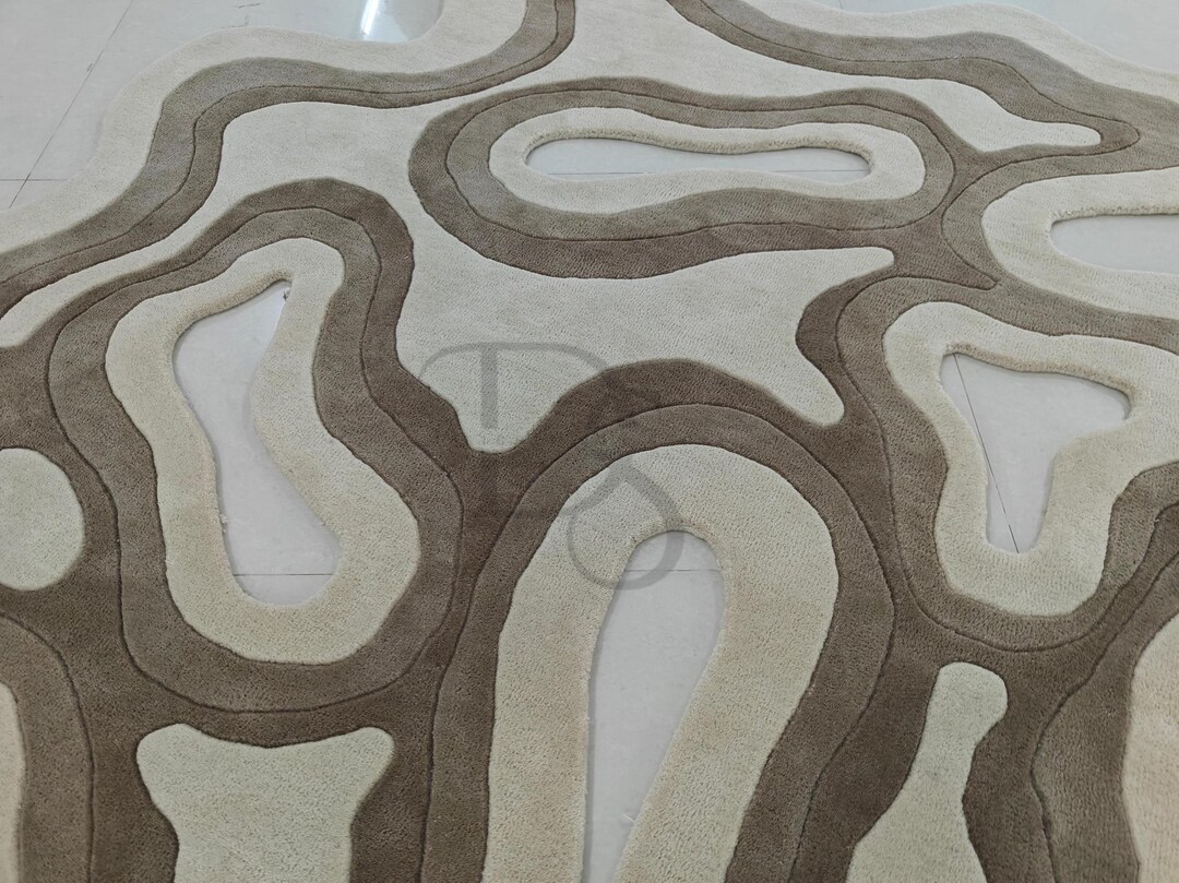 Hand Tufted Amoeba Rug round Irregular Shaped Handmade Woolen Area Rugs ...