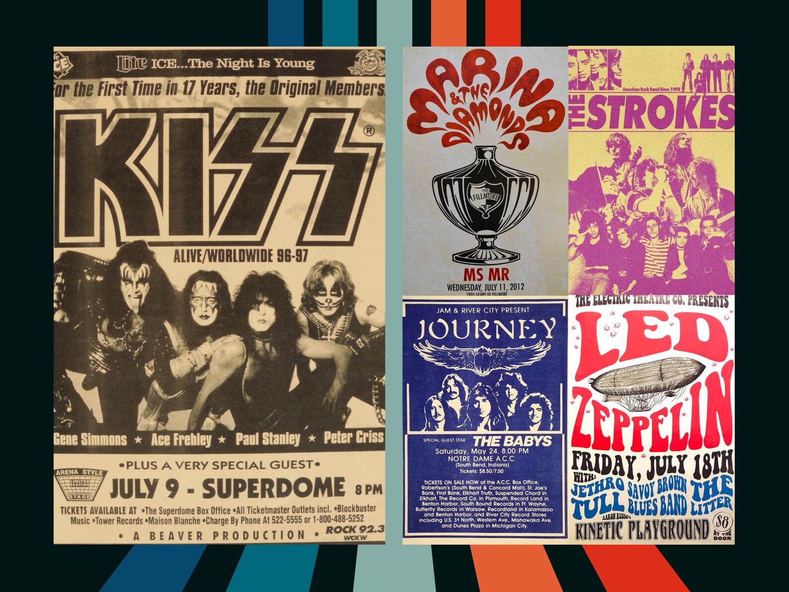 Retro Rock & Roll Concert Posters 55pcs Collage Kit (digital Download ...