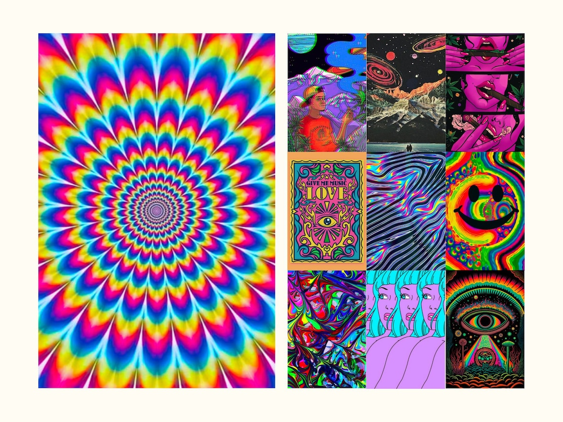 Trippy Dippy 60pcs Collage Kit ~ Psychedelic Aesthetic Wallpapers ...