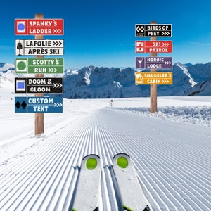Ski Trail Signs, Custom Wooden Looking Ski Sign, Rustic Ski Resort ...