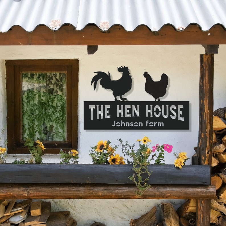 Chicken Coop Sign, Custom Metal Hen House Sign, Personalized Farm Sign ...