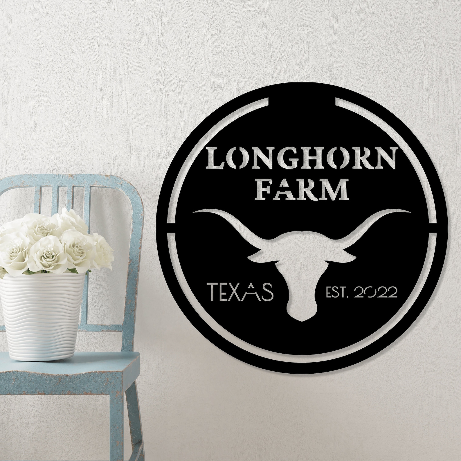 Custom Longhorn Wall Art, Texas Longhorn Personalized Metal Sign ...