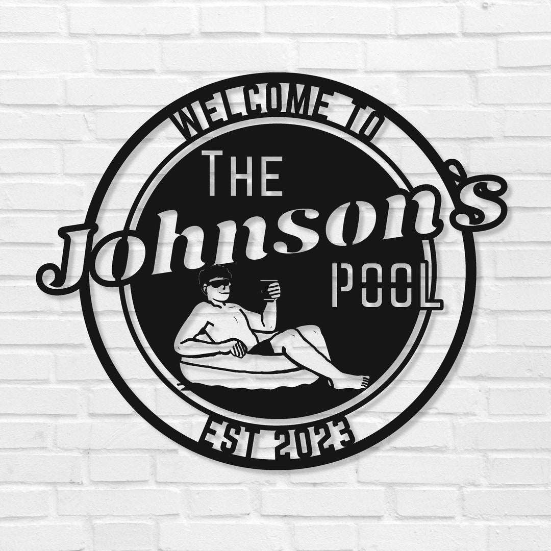 Custom Pool Sign, Metal Wall Art Tiki Bar, Personalized Family Metal ...