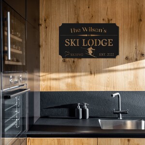Ski Sign, Custom Ski Lodge Decor, Est Sign, Personalized Ski Cabin ...