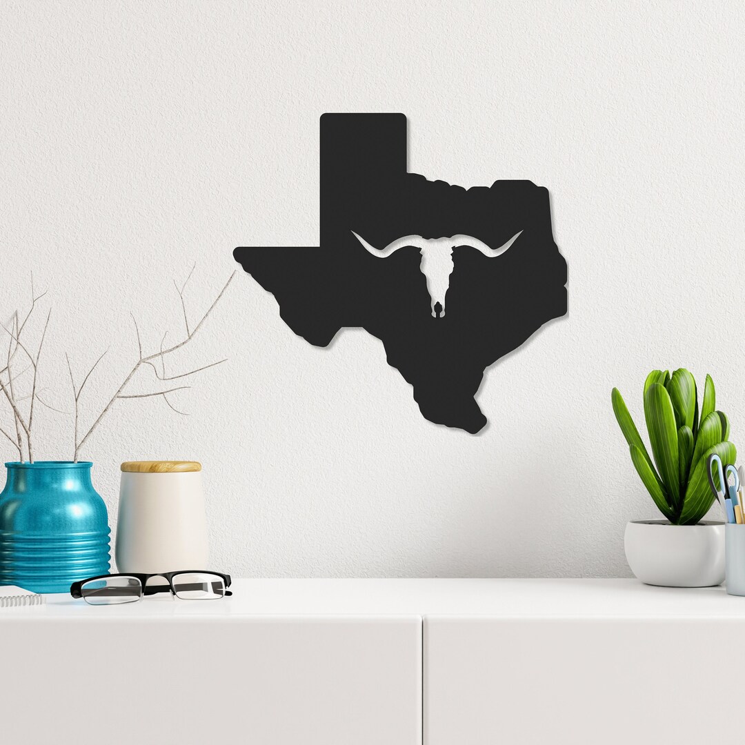 Longhorn Wall Art, Texas Longhorn Skull Metal Sign, Metal Wall Art ...
