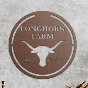 Custom Longhorn Wall Art, Texas Longhorn Personalized Metal Sign ...