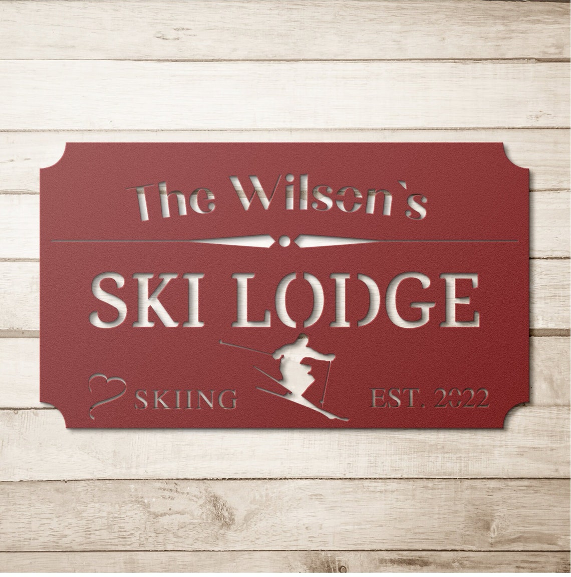 Ski Sign, Custom Ski Lodge Decor, Est Sign, Personalized Ski Cabin ...