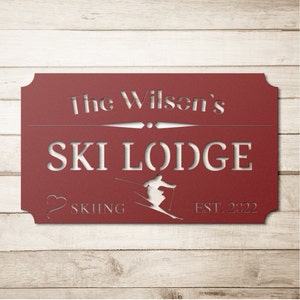 Ski Sign, Custom Ski Lodge Decor, Est Sign, Personalized Ski Cabin ...