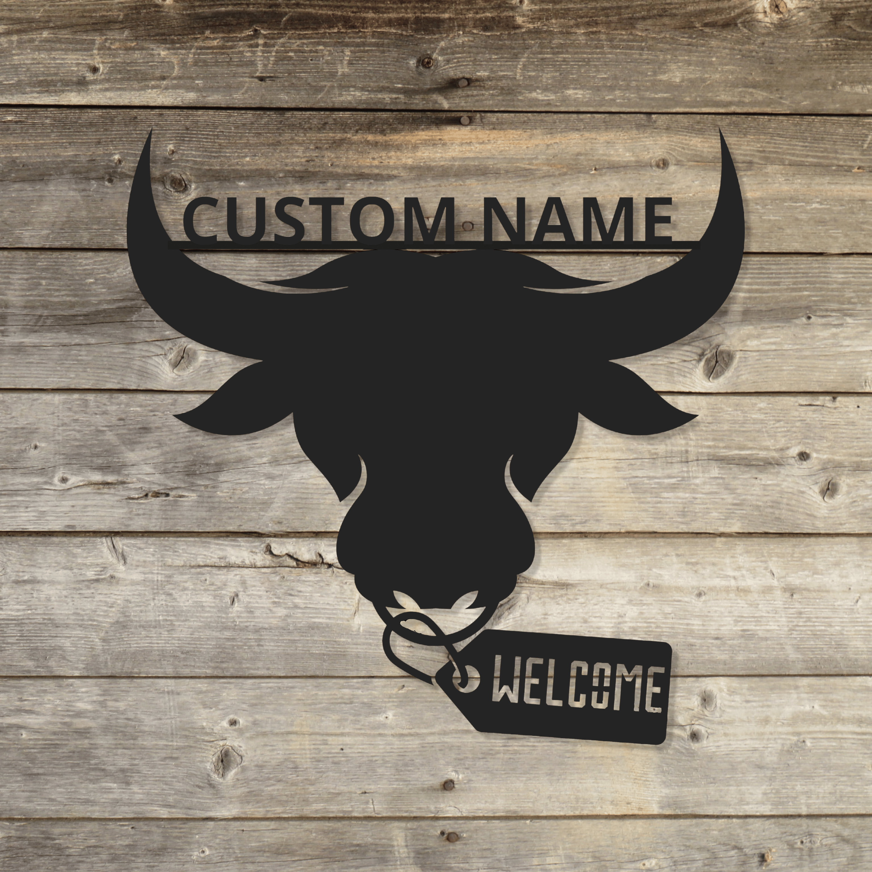 Custom Longhorn Metal Wall Art, Personalised Ranch/farm,/house Welcome ...