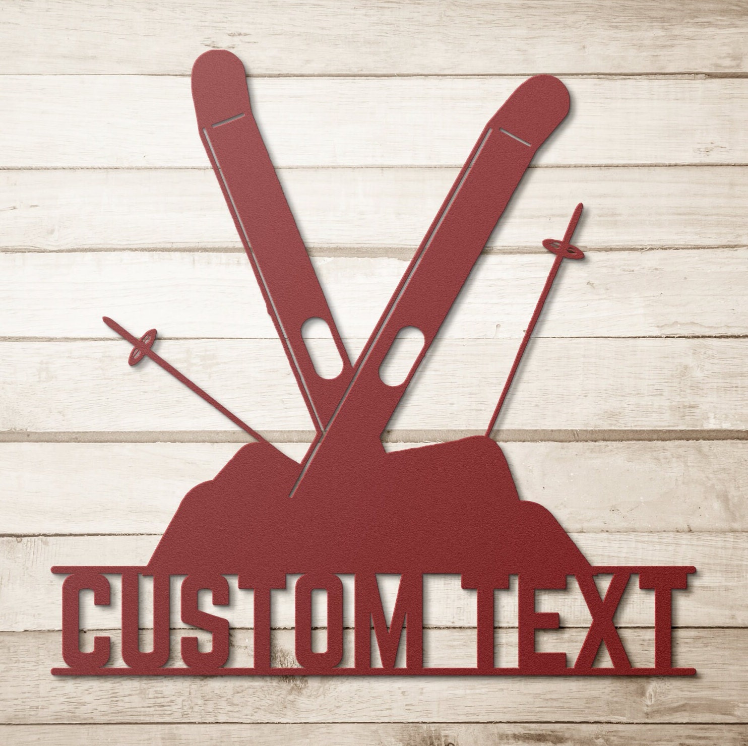 Ski Decor, Custom Ski Sign, Personalized Ski Art, Metal Ski Lodge Decor ...
