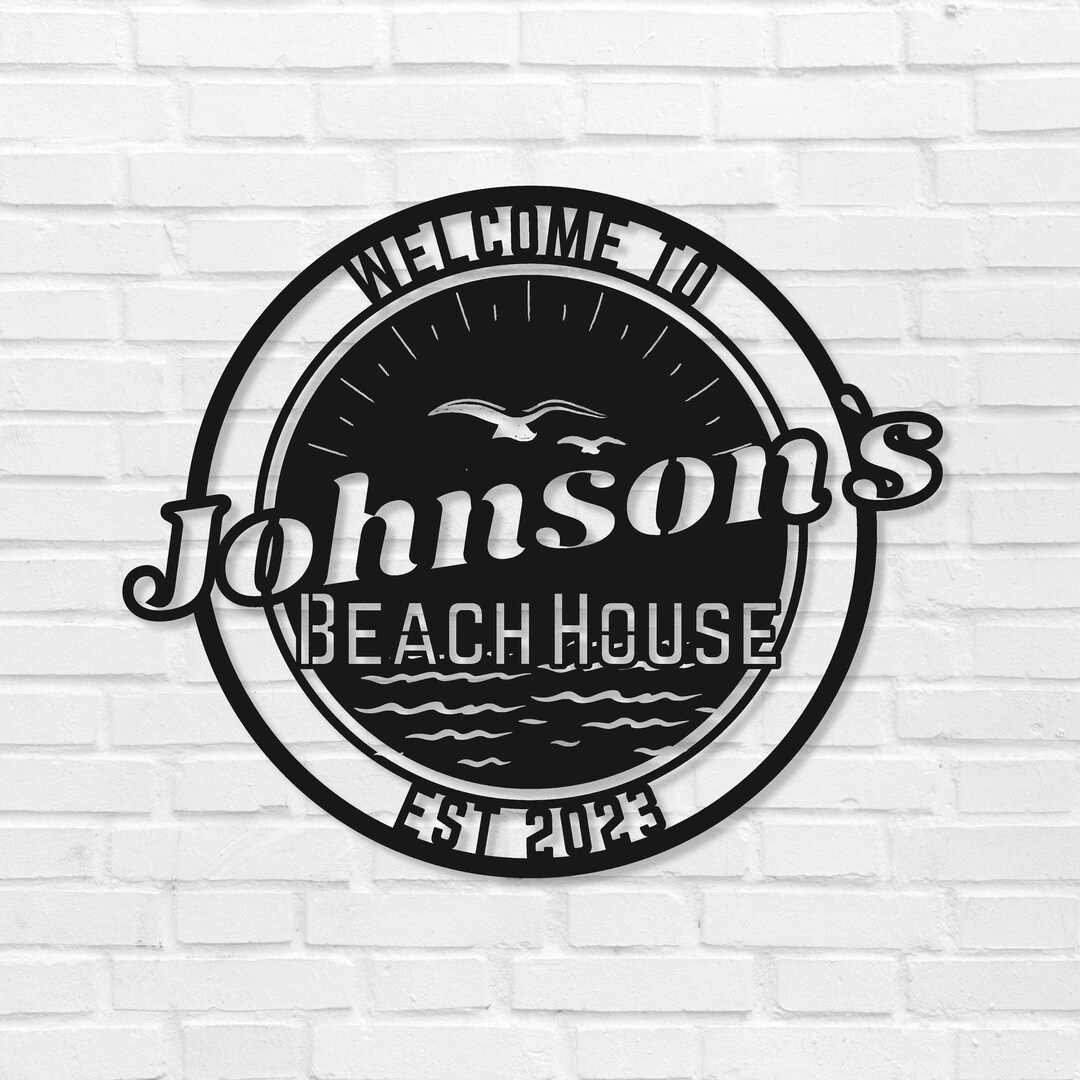 Custom Beach House Sign, Pool Sign, Beach Theme Personalized Metal Wall ...